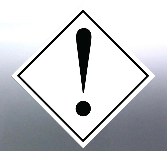 10 OF 150 mm Warning Sticker exclamation Mark vinyl HAZMAT Hazardous ...