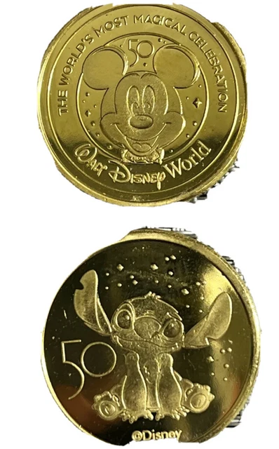 NEW! WALT DISNEY WORLD 50th LILO AND STITCH'S STITCH GOLD MEDALLION ...