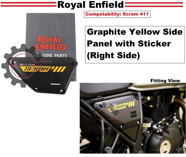 ROYAL ENFIELD &GRAPHITE Yellow Side Panel" with Sticker Right Side For ...