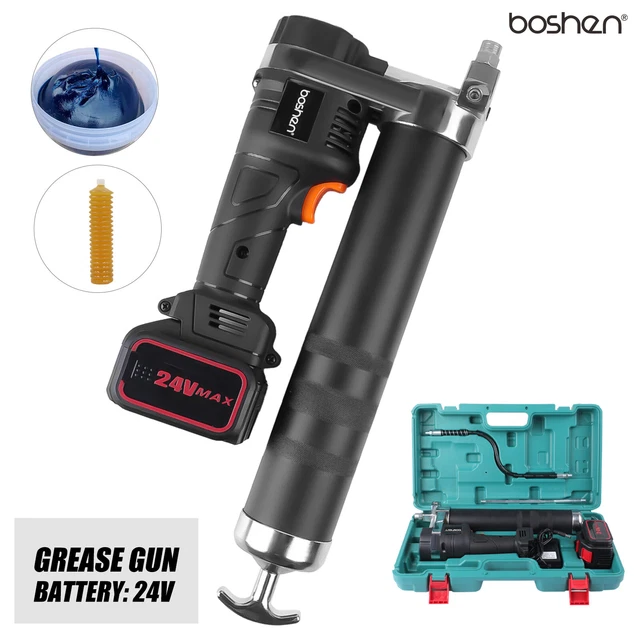 12V/24V LI-LON CORDLESS Grease Gun Kit Max 8000PSI + 16" Flex Hose with ...