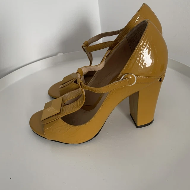 KURT GEIGER MUSTARD Paton High Block Heel £5.42 - PicClick UK