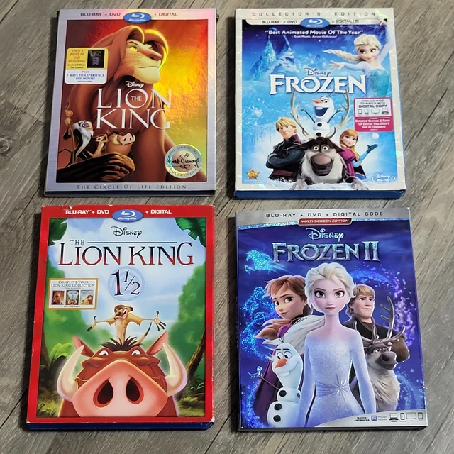 4 DISNEY BLU Ray Lot The Lion King, Lion King 1.5 1/2 + Frozen, Frozen ...