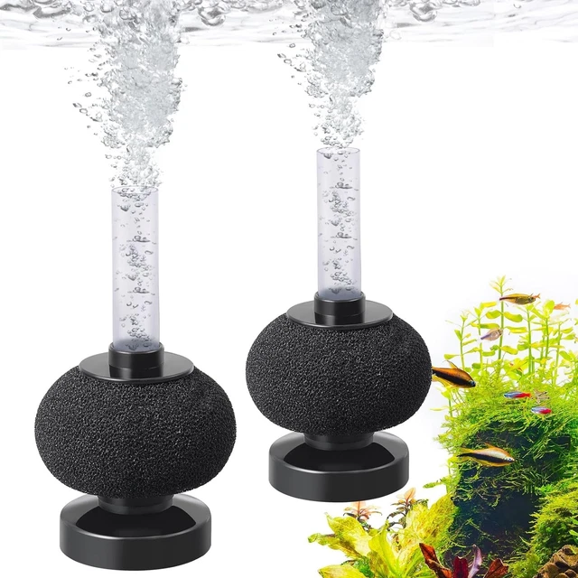 2PCS ROUND AQUARIUM Bio Sponge Filter: Large Air-Powered Fish Tank ...