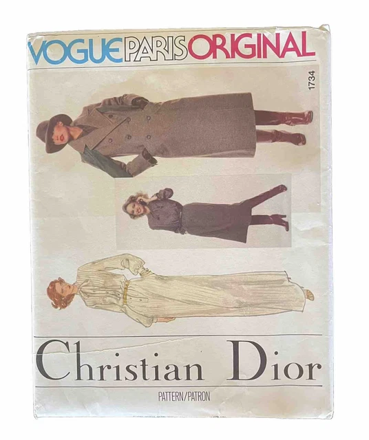RARE VINTAGE ORIGINAL Vogue Paris Original Christian Dior Pattern 1734 ...