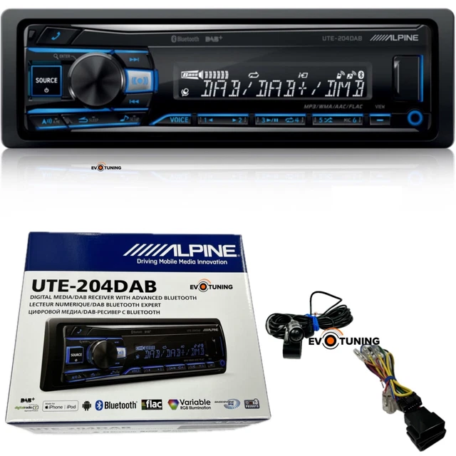 ALPINE UTE-204DAB AUTORADIO Stereo Bluetooth Radio USB Mikrofon Ute 204 ...