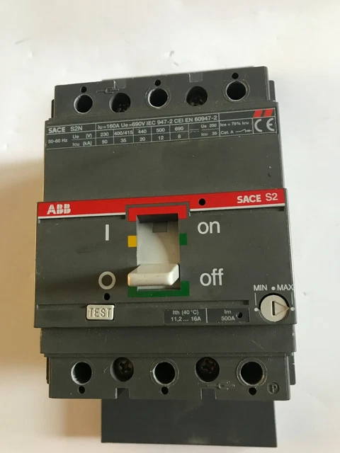ABB 16A MCCB 3 POLE 3 PHASE ADJUSTABLE TRIP 11.2 - 16a SACES2N316 (B190 ...