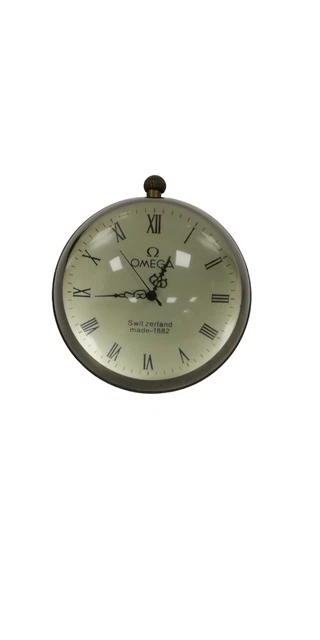 VINTAGE OMEGA MECHANICAL Glass Ball Desk Clock Swiss Made Working Home ...