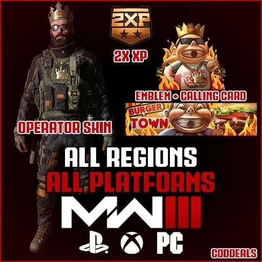 CALL OF DUTY Modern Warfare 3 MW3 Burger King Town Operator Skin+2XP (2 ...