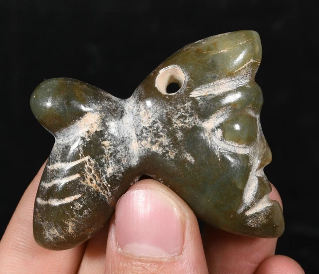 5CM HONGSHAN CULTURE Old Jade People Person Face Pendant Le visage ...