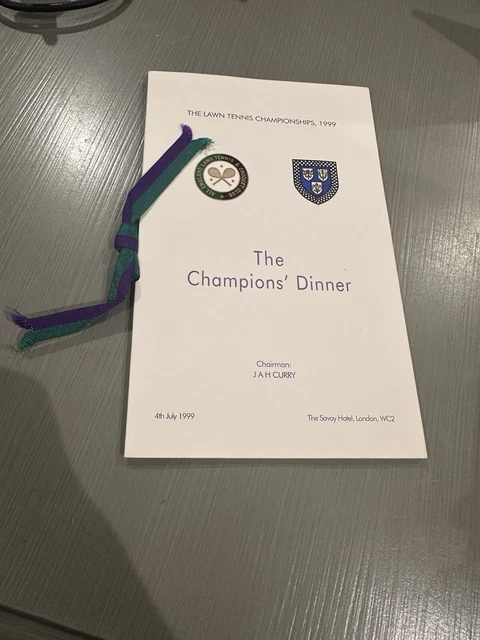 WIMBLEDON SIGNED The Champions’ Dinner Menu - 4th July 1999 - Sampras ...