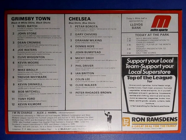 GRIMSBY TOWN V Chelsea 13th December 1980 £1.17 - PicClick UK