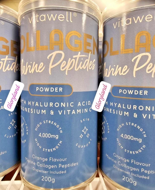 VITAWELL MARINE COLLAGEN Peptides Powder 4000mg With Hyaluronic Acid ...