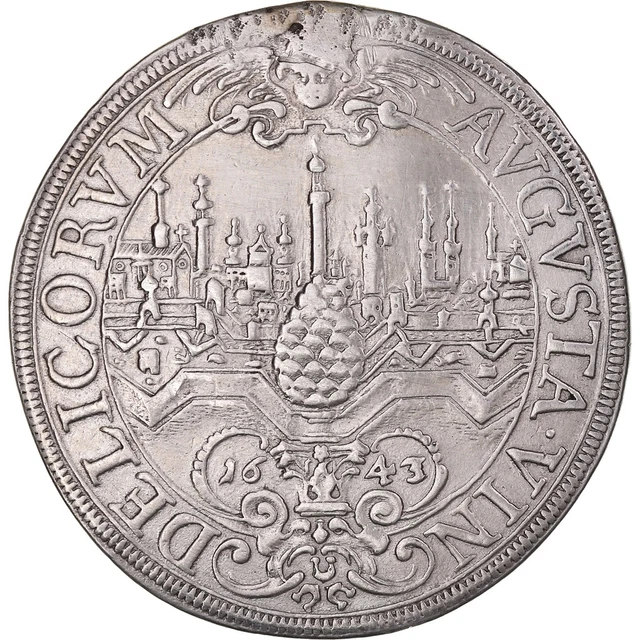 DEUTSCH STAATEN, FERDINAND III, Thaler, 1643, Augsburg, Plugged hole ...