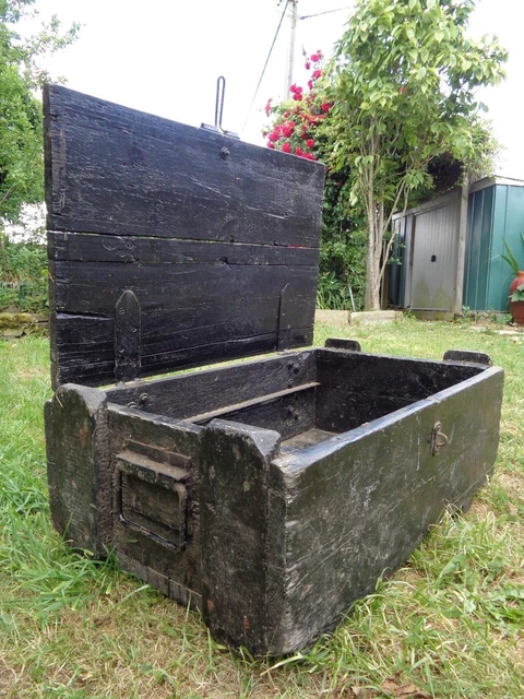 LARGE WOODEN MILITARY CHEST (c.WW2) - VERY HEAVY (Collection Only from ...