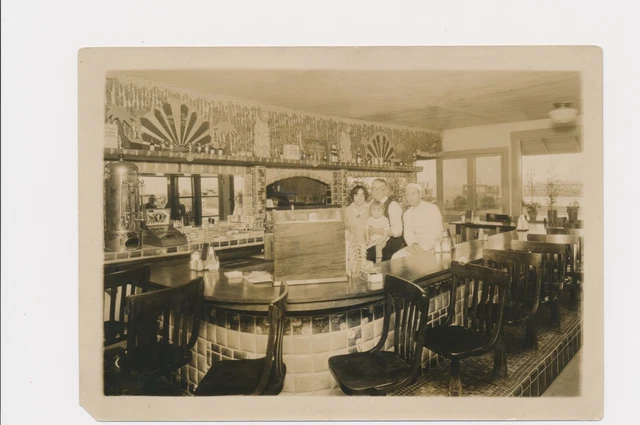1930'S BEST CAFE Interior Great Bar Table Many Objects in Decor + Signs ...