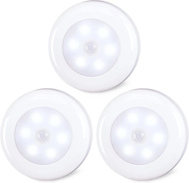 MOTION SENSOR LIGHTS Indoor, Cordless Stick on LED Puck Lights AAA ...