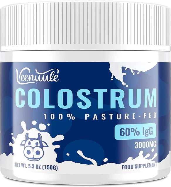 COLOSTRUM POWDER 3000MG, with 60% Natural Igg (Immunoglobulins), Grass ...