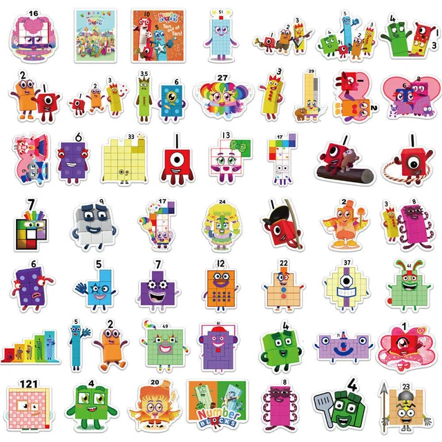 52PCS CARTOON NUMBERBLOCKS Stickers for Kid Teacher Reward Decor Decals ...