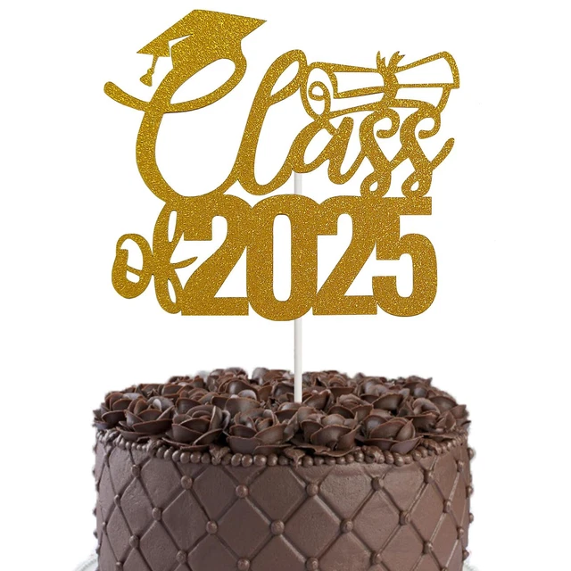 2025 GRADUATION CAKE Topper Glitter Class of 2025 Cake Decorations High ...