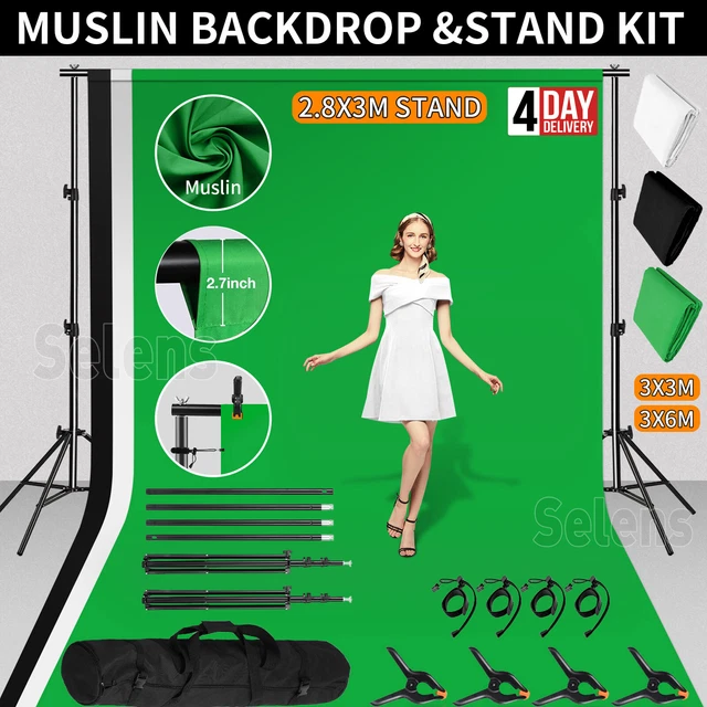 BACKDROP SCREEN MUSLIN Stand Kit Background Support Studio Photo $78.99 ...