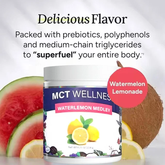 8.25FL.OZ MCT WELLNESS Powder, Supports Energy & Brain, Raspberry ...