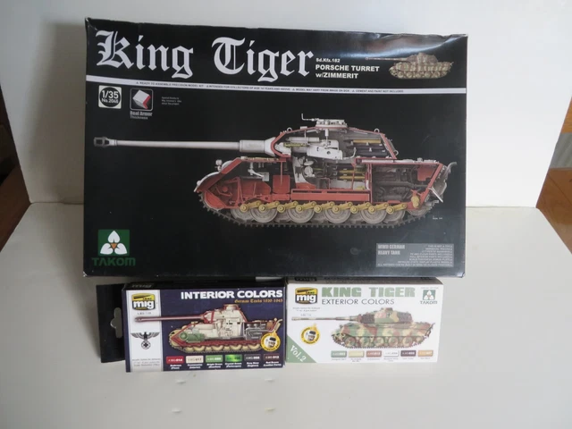 TAKOM 1/35 KING Tiger Porsche Turret Full interior w/ zimmerit with MIG ...