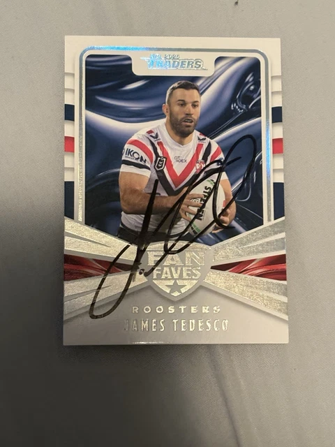 SIGNED JAMES TEDESCO Sydney Roosters 2025 NRL Fan Faves Traders Card ...