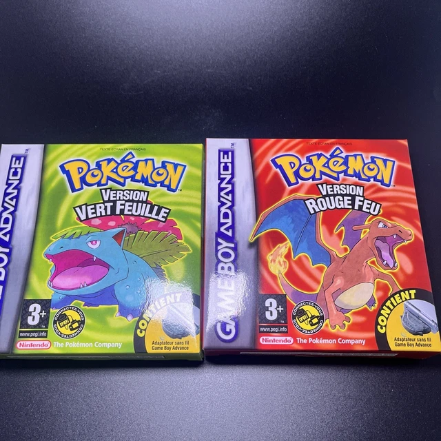 PACK 2 BOITES Jeux Gameboy Pokemon Version Rouge Feu et Vert Feuille ...