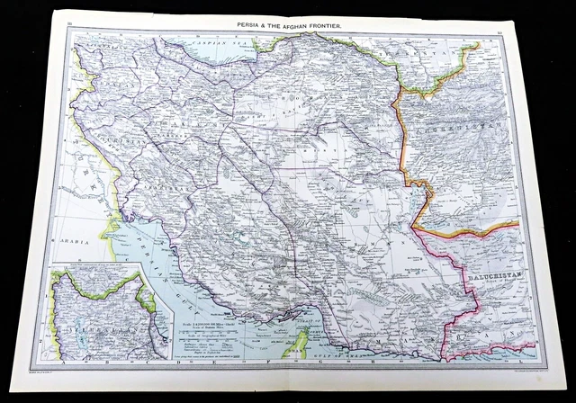 ANCIEN CARTE DE Perse Afghanistan The Afghan Frontier Azerbaïdjan ...
