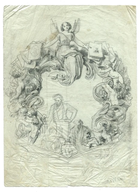 ÉMILE CHARLES WATTIER (1800-1868) Dessin original ancien EUR 28,50 ...