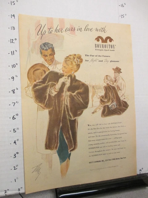 NEWSPAPER AD 1946 MOTTY Eitingon Bonmouton lamb fur coat American ...