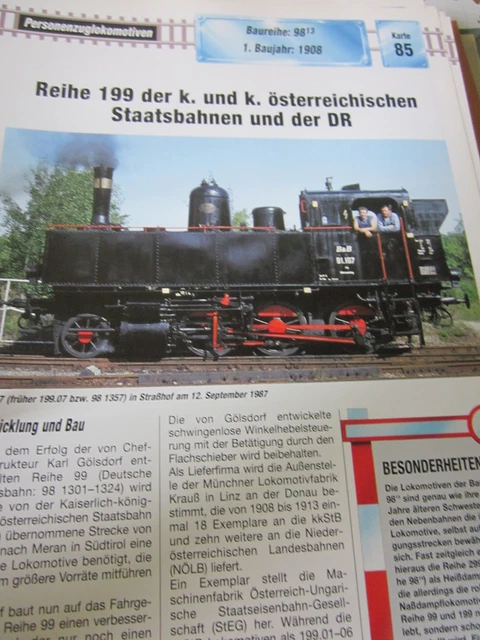BAHN LOKAUFRISSE DAMPF Personenzug 85 Reihe 199 K.K. StB 1908 BR 98.13 ...