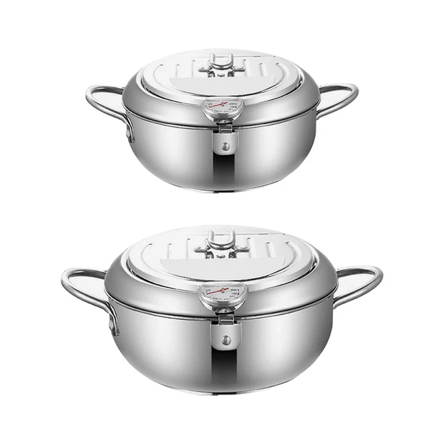 POÊLE À FRIRE à l'huile Ustensiles de cuisine Friteuse en acier inoxydable EUR 32,74 - PicClick IT