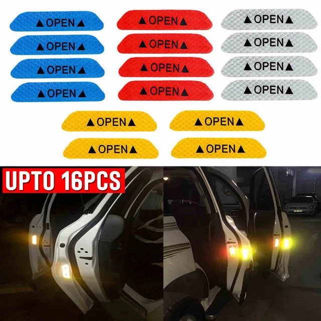 CAR DOOR OPEN Sticker Reflective Tape Safety Warning Auto Decal Door ...