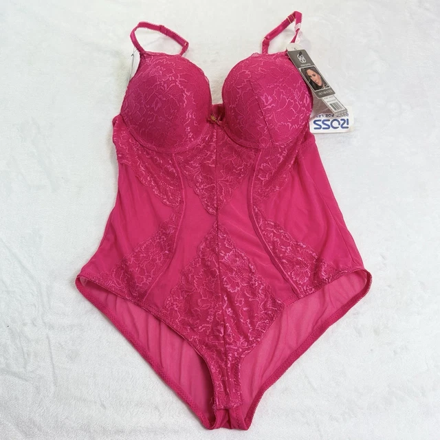 DAISY FUENTES XL Push Up Lace & Mesh Teddy Hot Pink Coquette Sexy ...