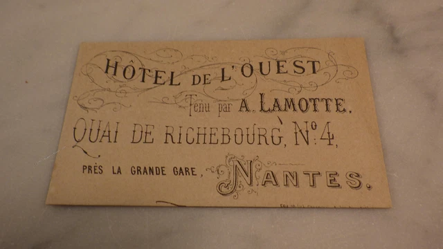 1860.HOTEL DE L'OUEST (quai de Richebourg Nantes Lamotte). EUR 30,00 ...