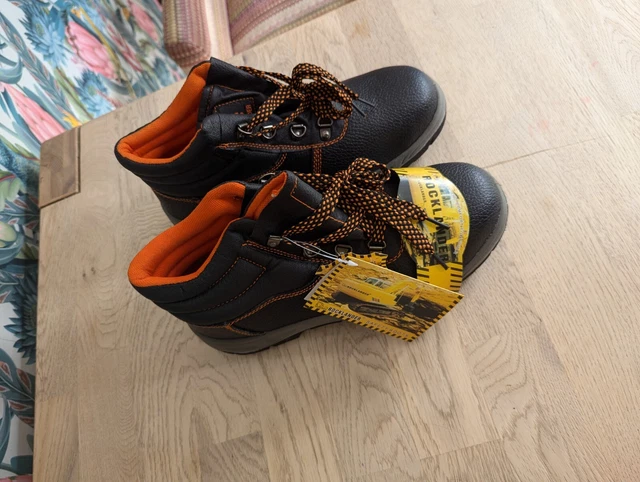 ROCKLANDER MEN STEEL Toe Cap Ankle Protector Work Boots New Leather ...