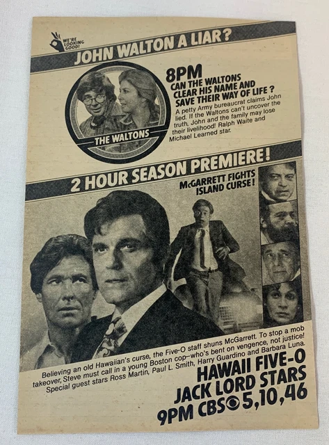 1979 CBS TV Ad ~ The Waltons, Hawaii Five-O five-0 Saison Première EUR ...