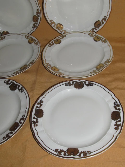 BERNARDAUD VENTADOUR LIMOGES Porcelain Bread Plates Set of 6 Gold Shell ...