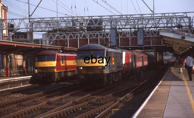 35MM RAILWAY SLIDE - Electric Locos Class 90. 90037 & 90033 @ Crewe £2. ...