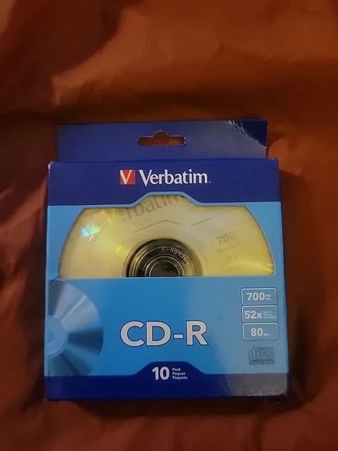 NEW VERBATIM CD-R 10 Pack Recordable Disc - 700Mb - 52X - 80 Mins $10. ...