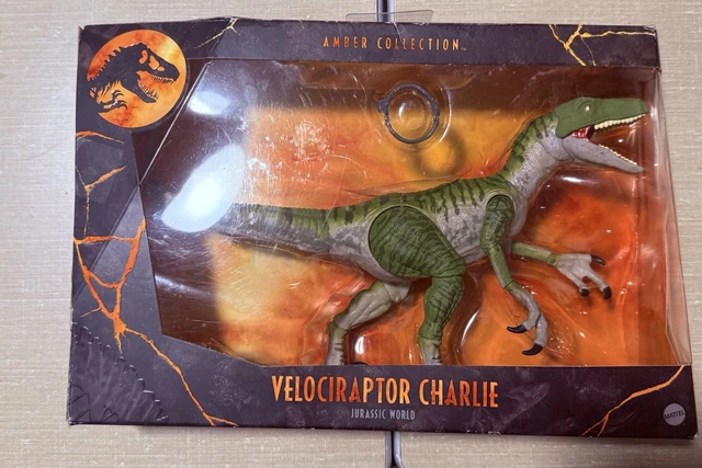 MATTEL JURASSIC WORLD Amber Collection Velociraptor Charlie Open Box ...