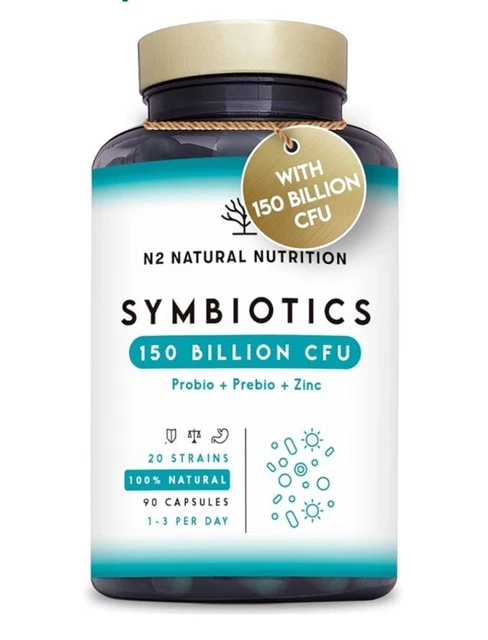 N2 NATURAL NUTRITION Symbiotics 150 Billion CFU Probio Prebio Zinc 90 ...