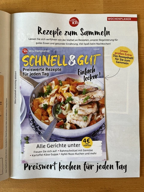 ZEITSCHRIFT MEINE FAMILIE und Ich Heft 2/2026 Rouladen Kinderparty ...
