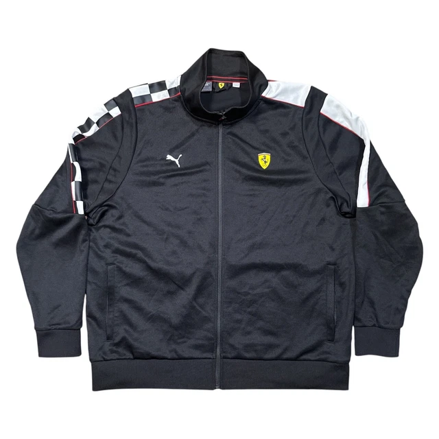 PUMA SCUDERIA FERRARI F1 Formula 1 Racing Flag Track Jacket Black Mens ...