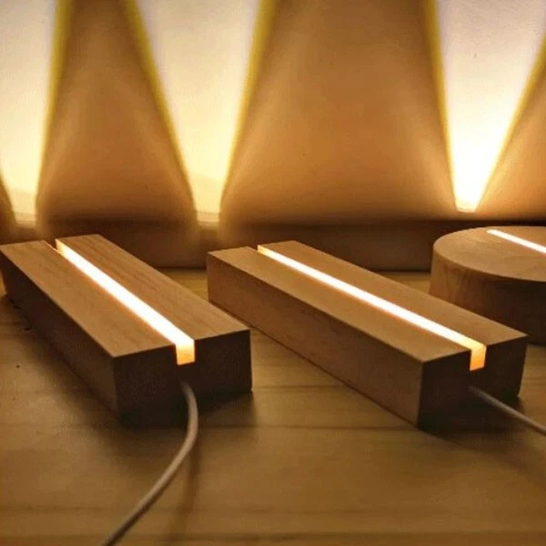 WOOD LED LIGHTS Display Base Warm Light 5V USB warm light UK £8.09 ...
