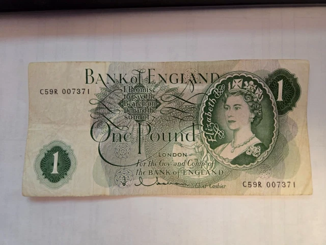 1962 GREAT BRITAIN 1 Pound HRH Queen Elizabeth II Bank Note $15.00 ...