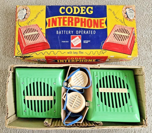 VINTAGE CODEG BATTERY OPERATED INTERPHONE TOY SET 1960's RARE BOXED ...