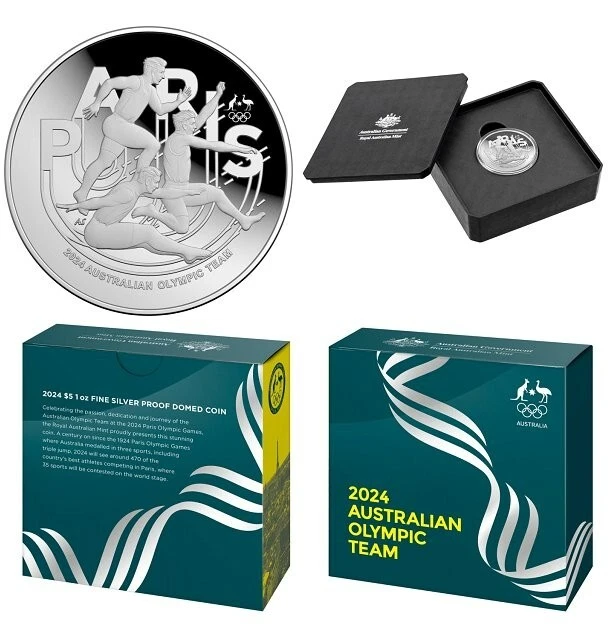 OLYMPIC TEAM PARIS 2024 $5 1oz Silver Proof Domed Coin(Mintage ONLY ...