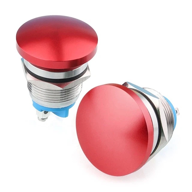 16/19/22MM RED PUSH Button Switch Mushroom Head Self-reset Screw Foot ...